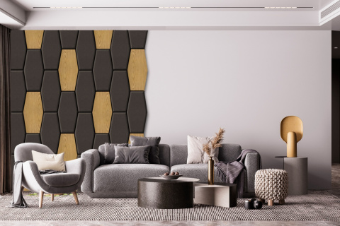 Panel Tapicerowany SZEŚCIOBOK 60x30 WELUR > Stelle